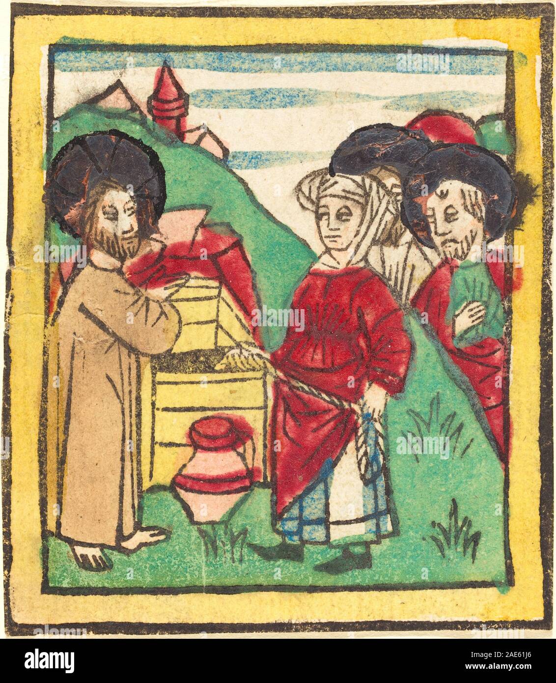 A circa 1440-1460 German painting depicting Christ speaking with the ...