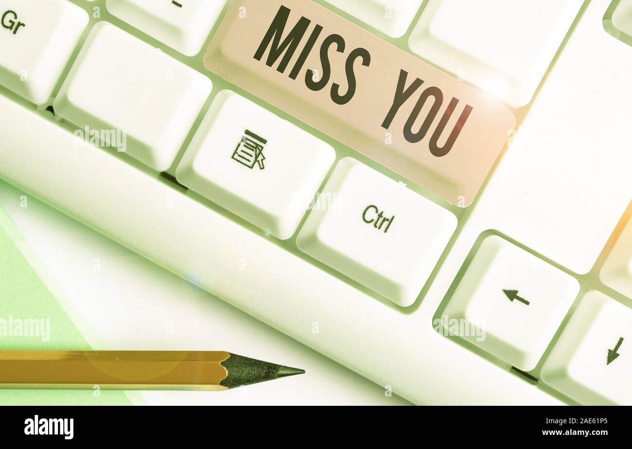 Handwriting text Miss You. Conceptual photo Feeling sad because you are ...