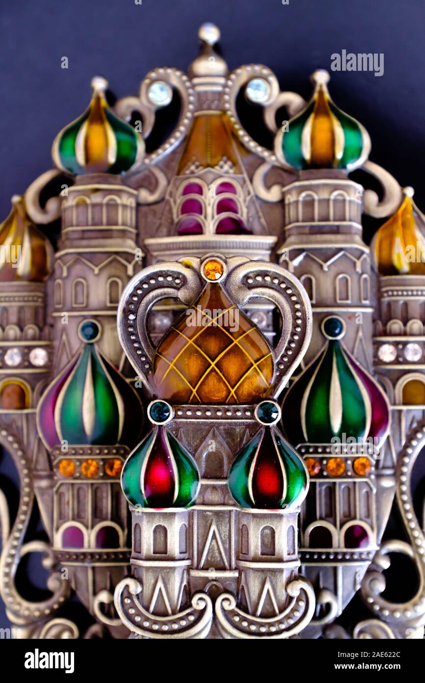 Russia style church relief metal pad background Stock Photo - Alamy