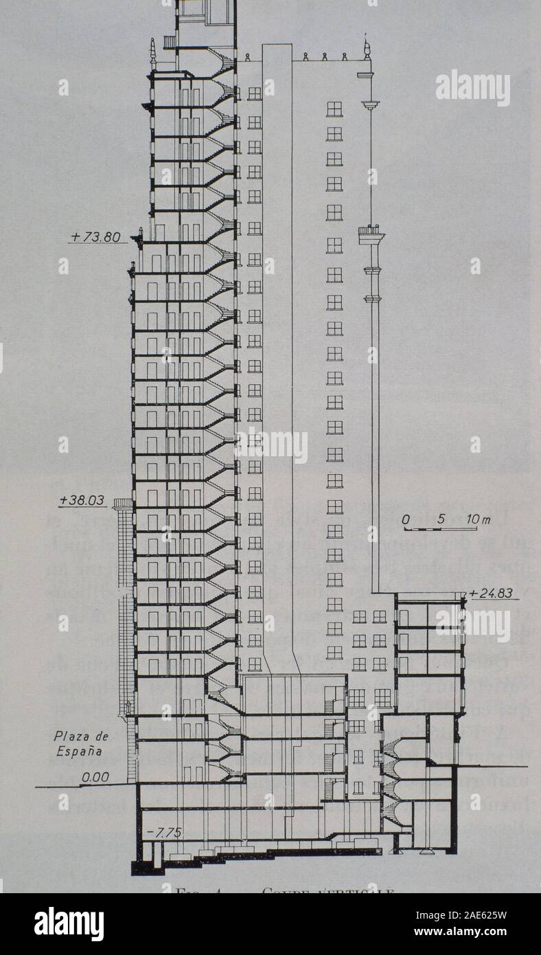 CORTE VERTICAL DEL EDIFICIO ESPAÑA. Location: COLEGIO DE ARQUITECTOS ...