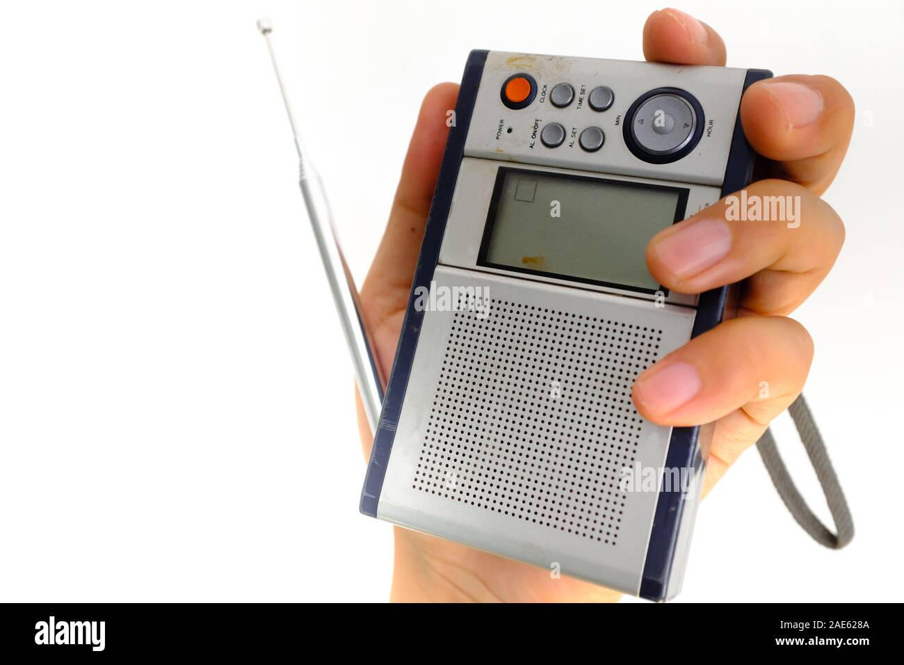 vintage style radio box show in hand Stock Photo - Alamy