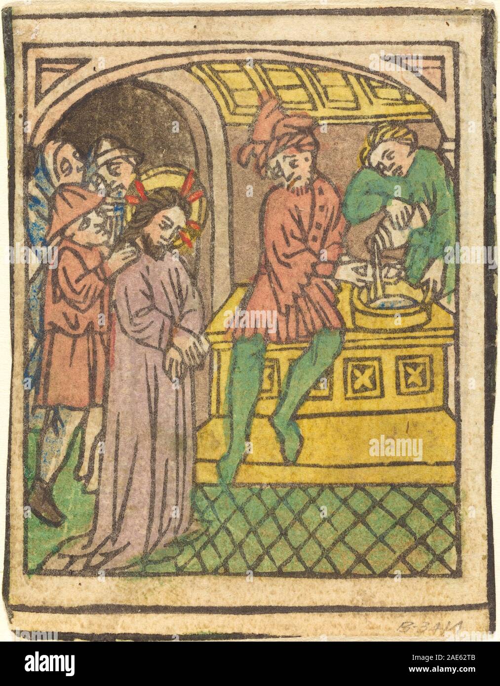 Manuscript or painting recto from circa 1440-1450 depicting Pilate ...