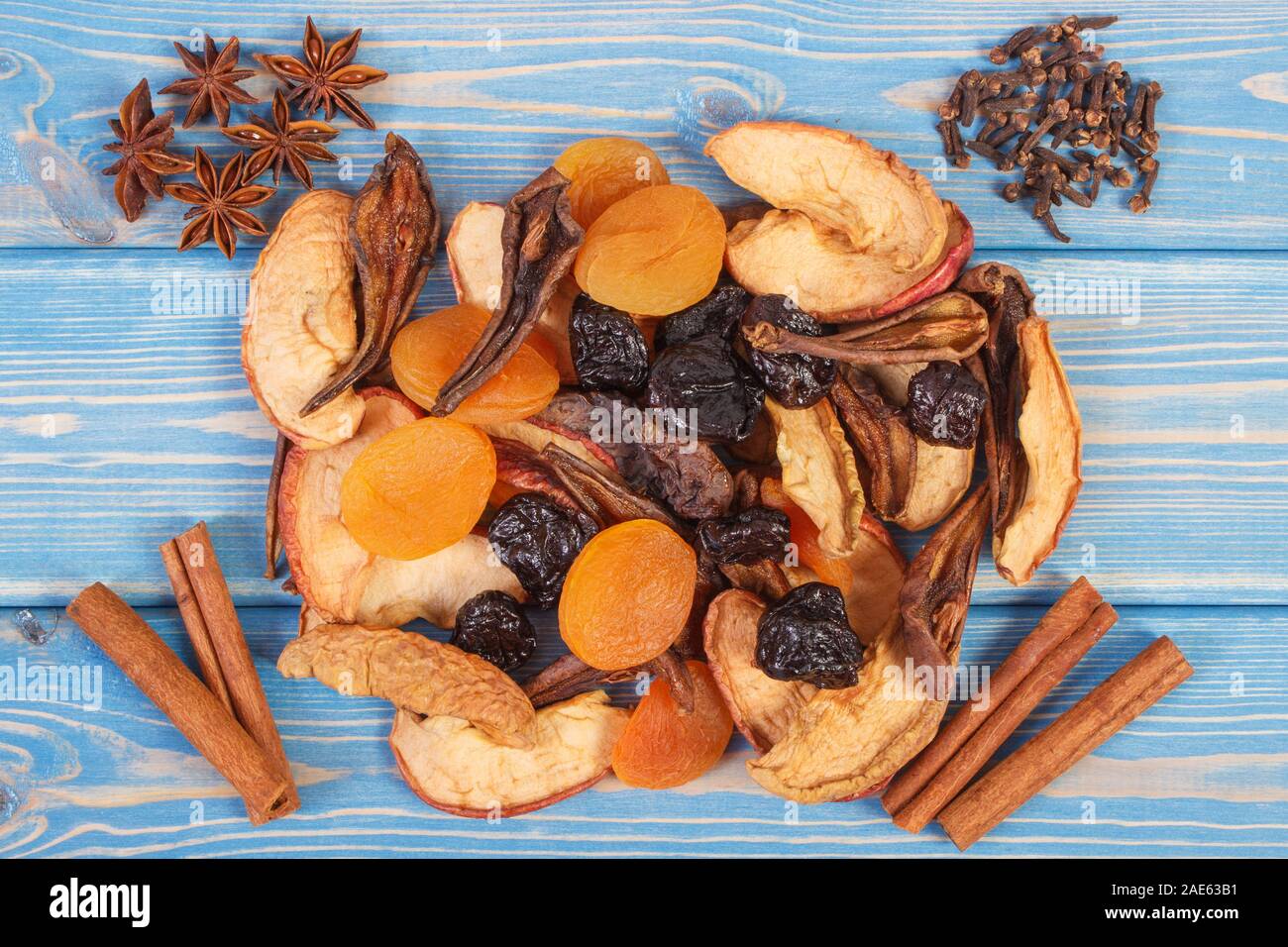 Dried ingredients and spices for preparing compote of dried fruits ...