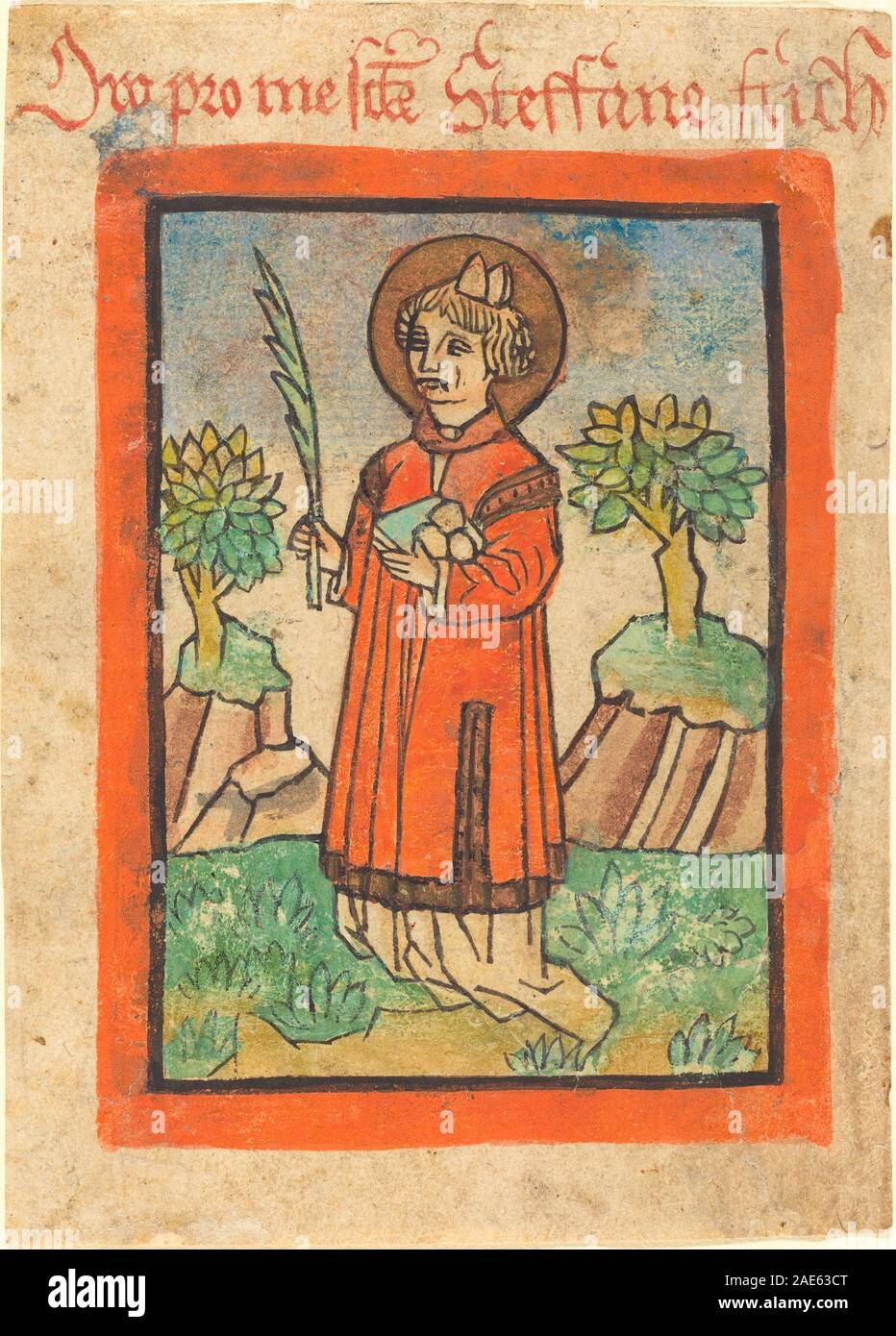 German 15th-century painting of Saint Stephen from 1450-1470, depicting ...