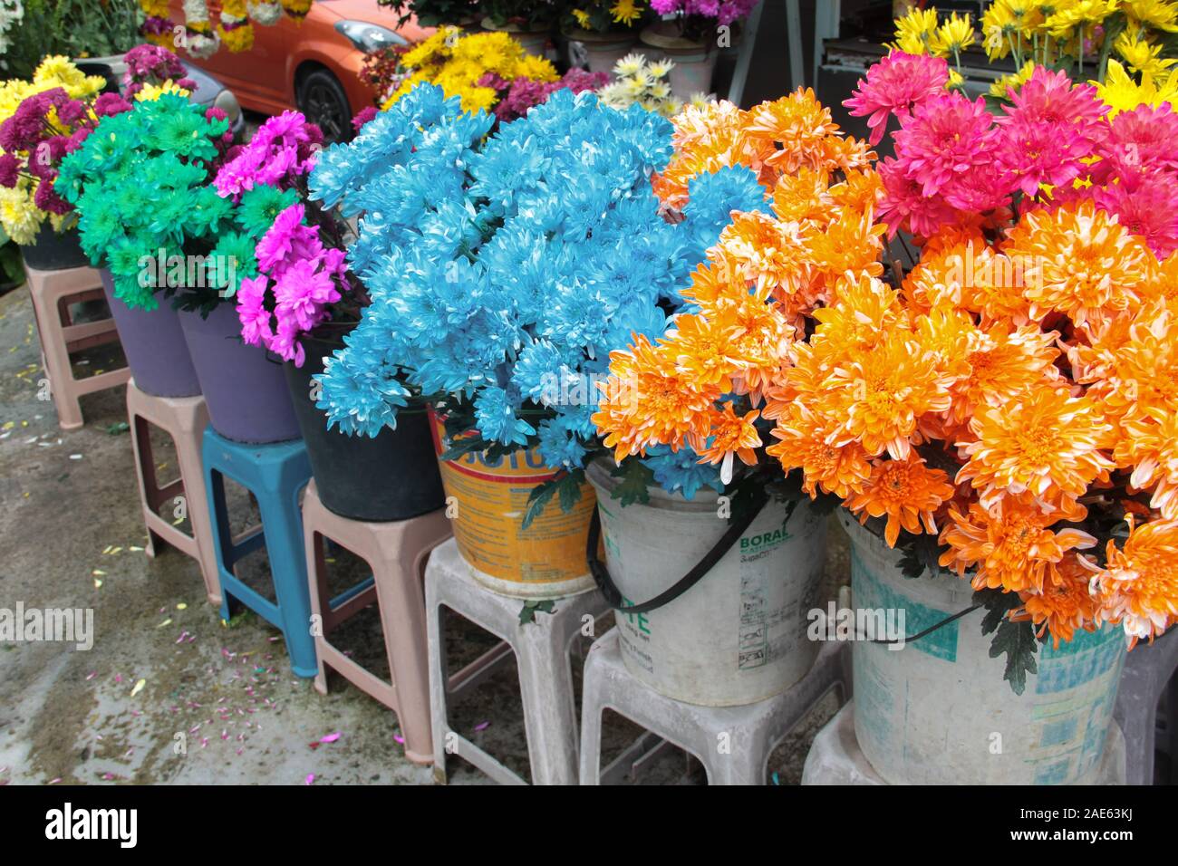 Stall selling flowers for religion ceremony and offering Stock Photo ...