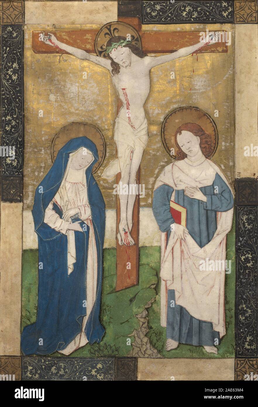 The Crucifixion; late 15th century German 15th Century, The Crucifixion, late 15th century Stock ...