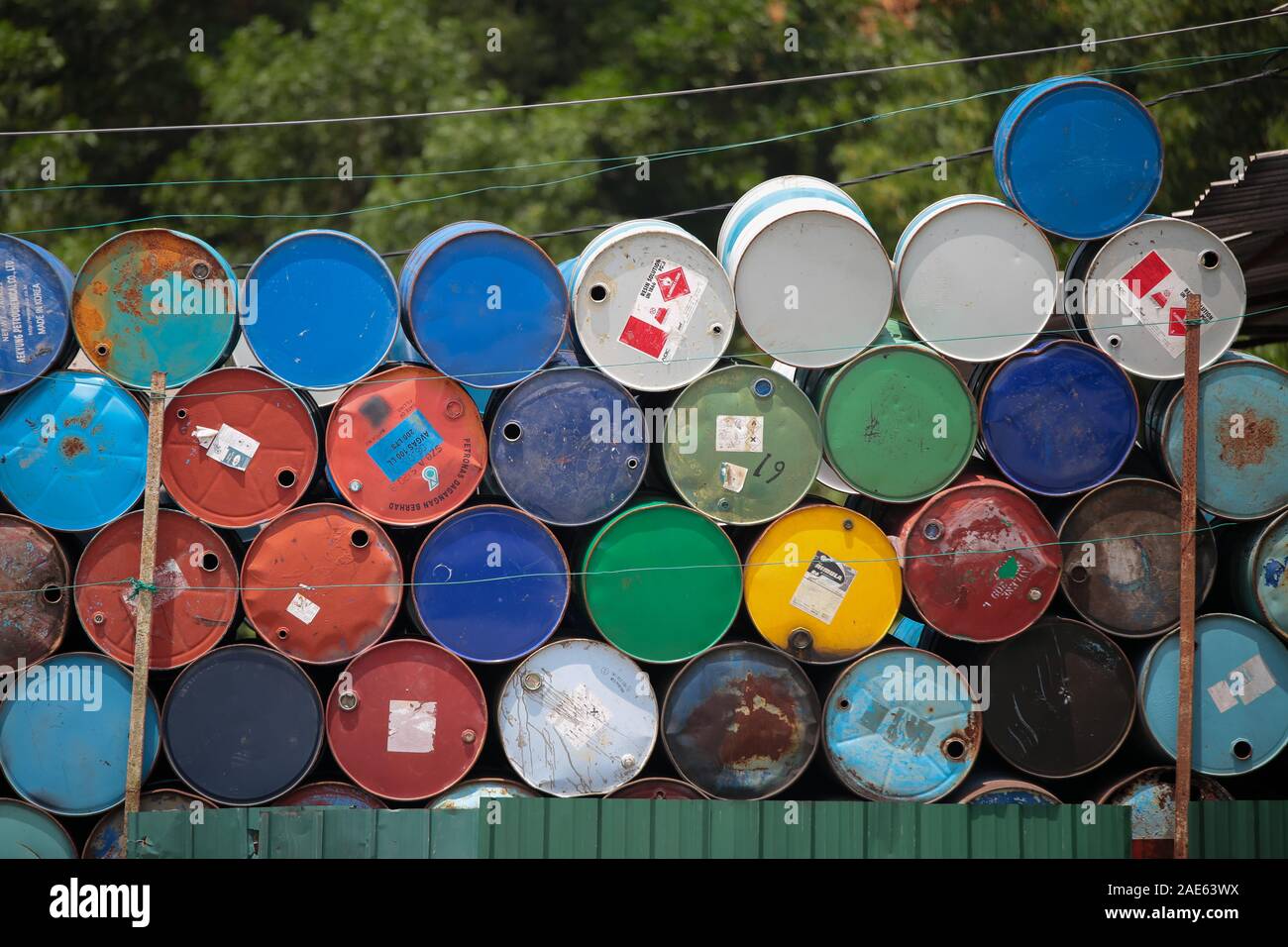 Industrial metal round barrels hi-res stock photography and images - Alamy