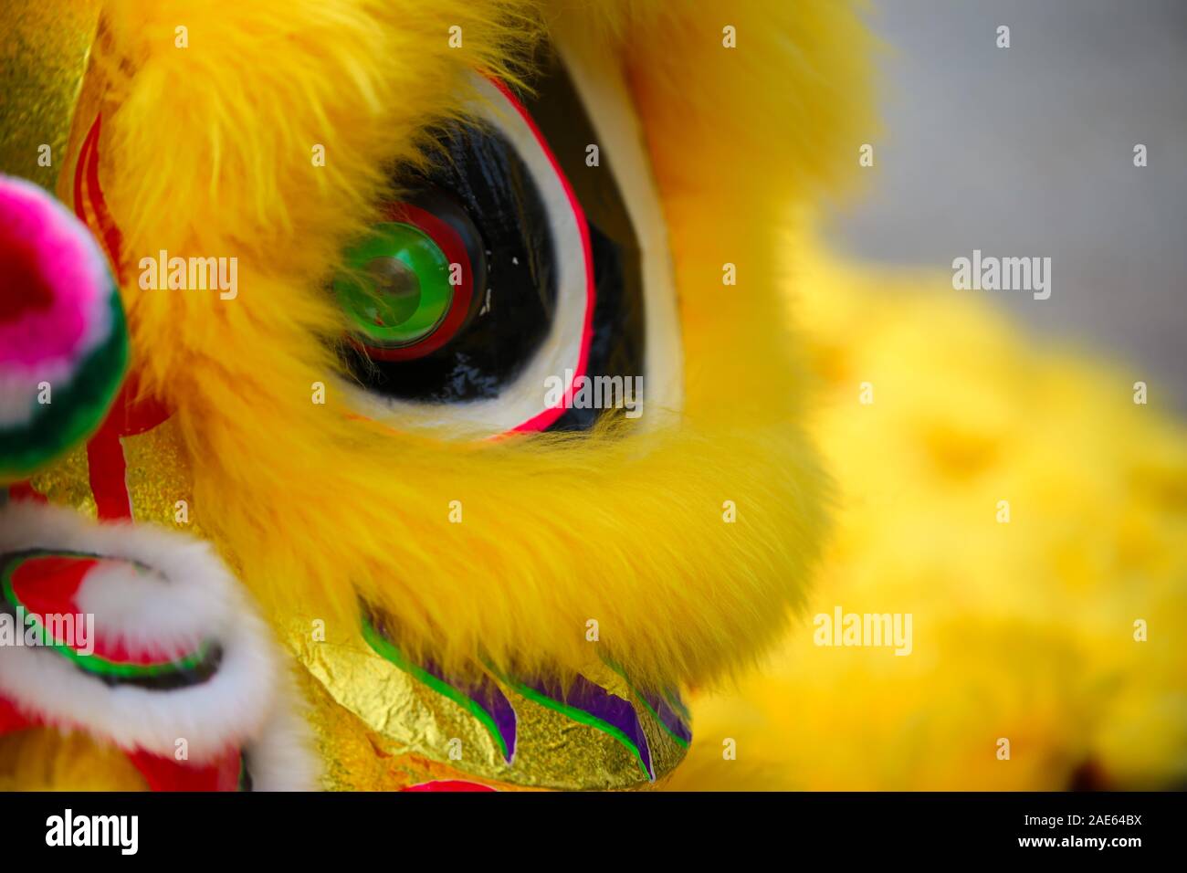 Eye of the lion dance close up Stock Photo - Alamy