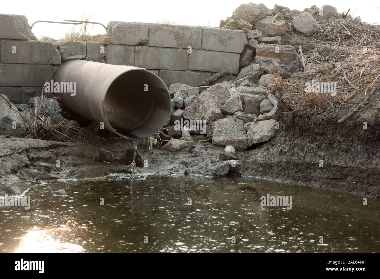 agriculture sewer drain culvert pipe old and broken Stock Photo - Alamy