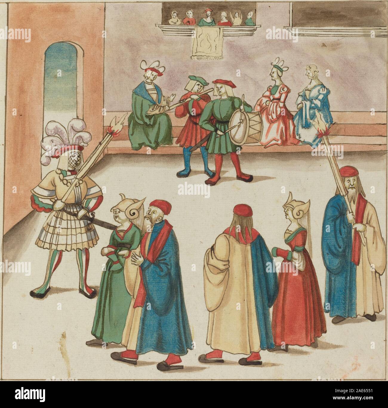 Masquerade; circa 1515 date German 16th Century, Masquerade, c 1515 Stock Photo - Alamy