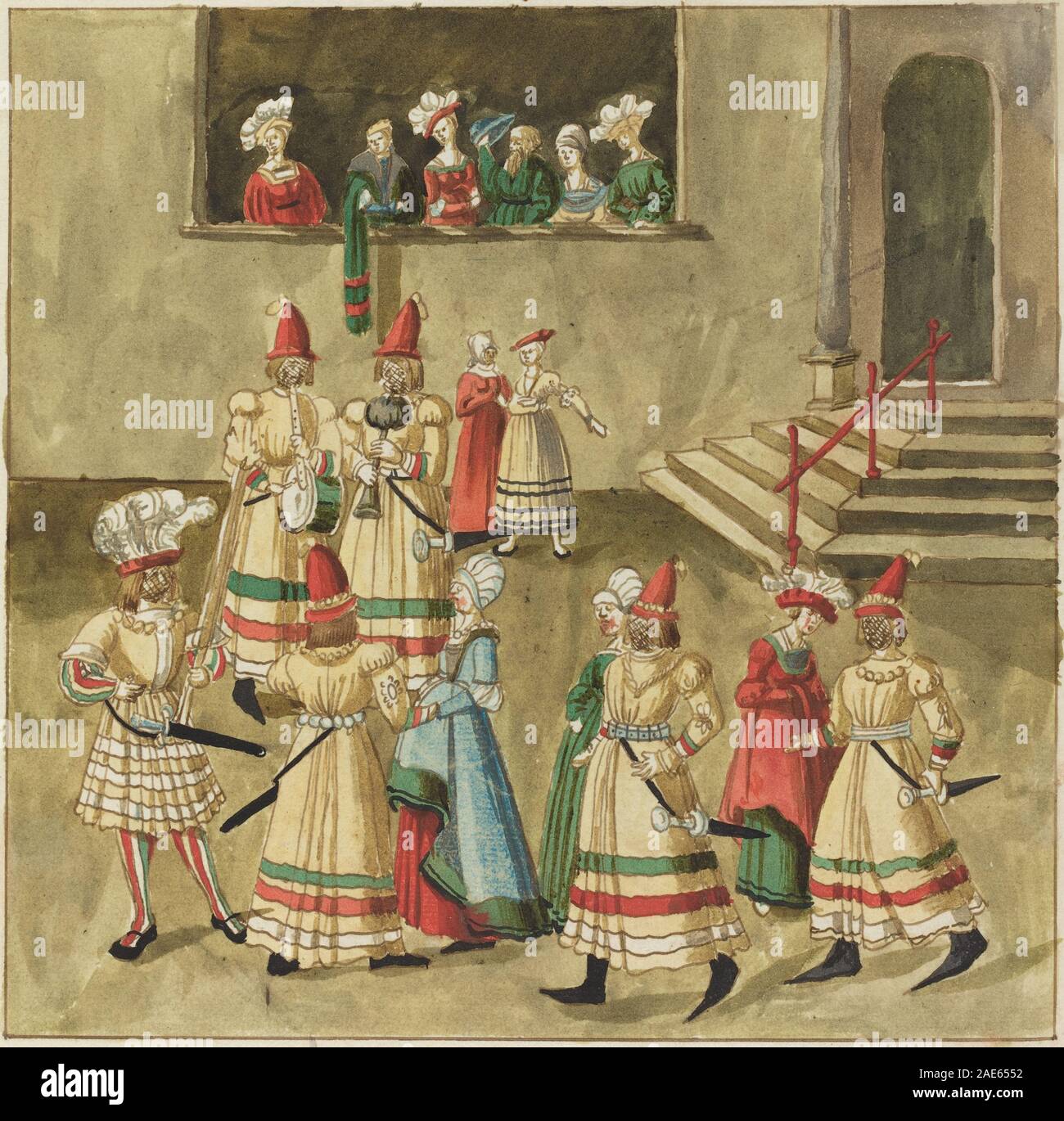 Masquerade; circa 1515 date German 16th Century, Masquerade, c 1515 Stock Photo - Alamy