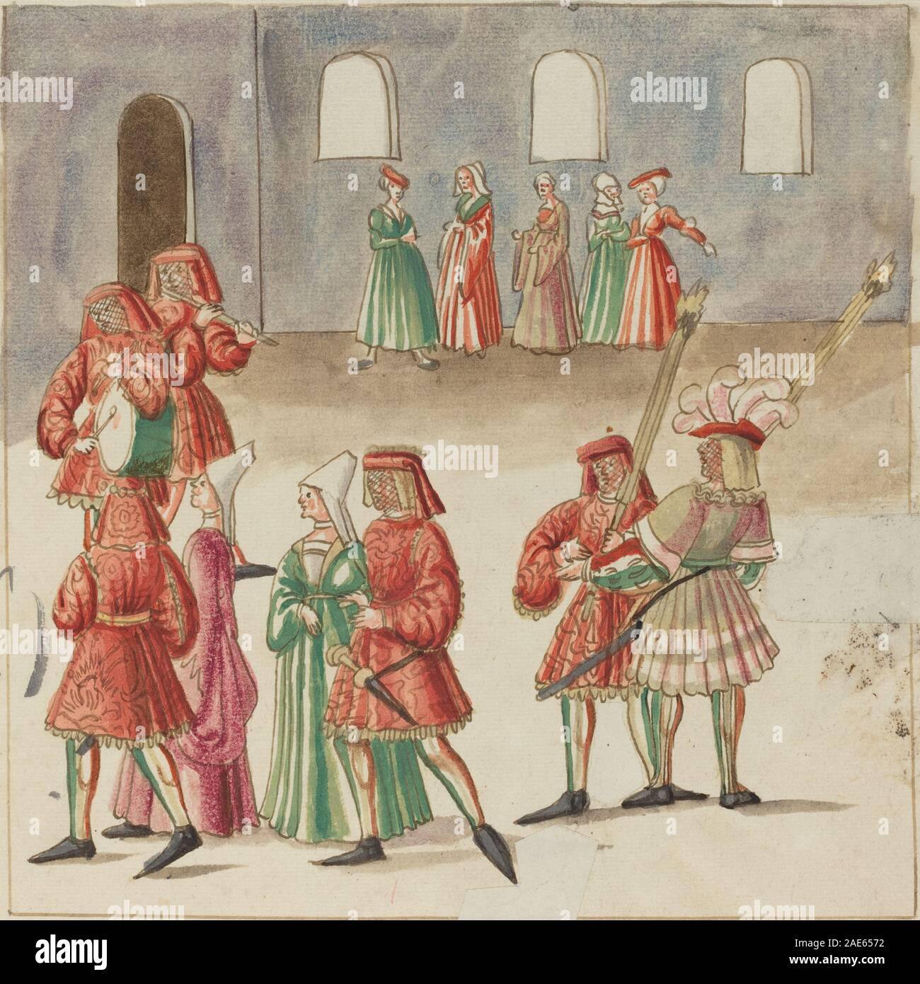 Masquerade; circa 1515 date German 16th Century, Masquerade, c 1515 Stock Photo - Alamy