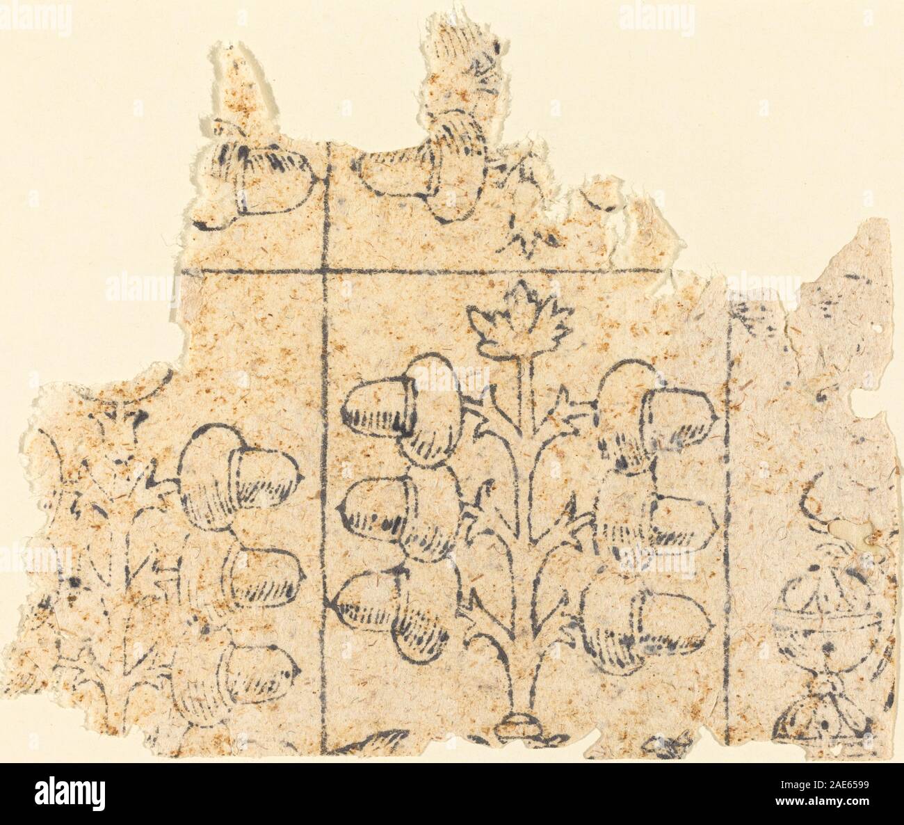 A 16th-century German playing card, depicting suit symbols, figures ...