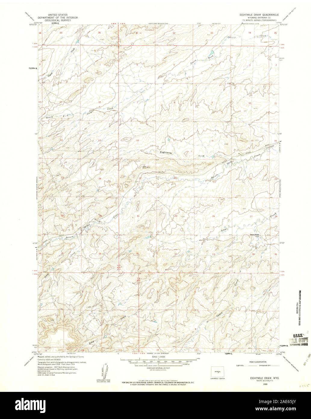 WY Eightmile Draw 339317 1959 24000 Restoration Stock Photo - Alamy