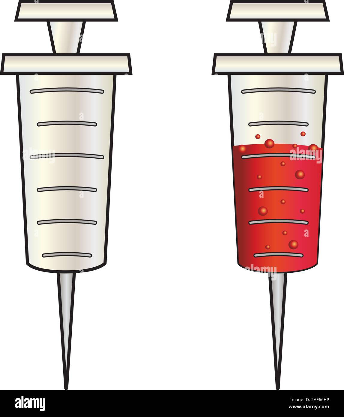 Cartoon injection syringe with red liquid inside Stock Vector Image ...