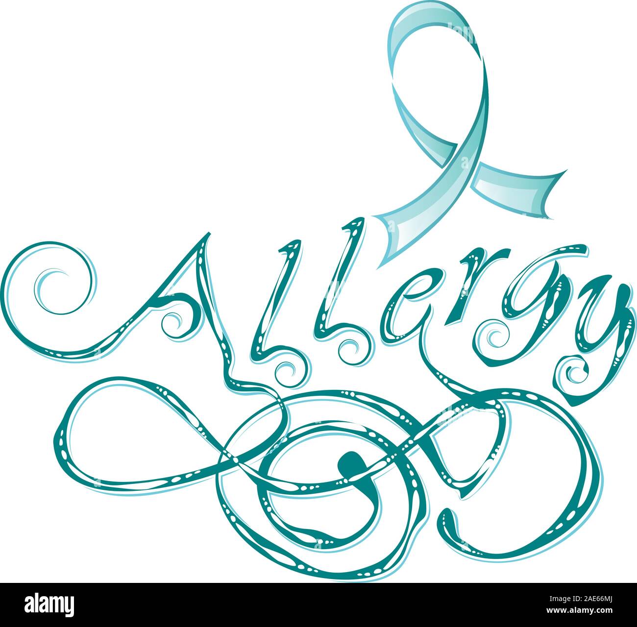 Ornamental letters in vintage style, word allergy of teal color Stock ...