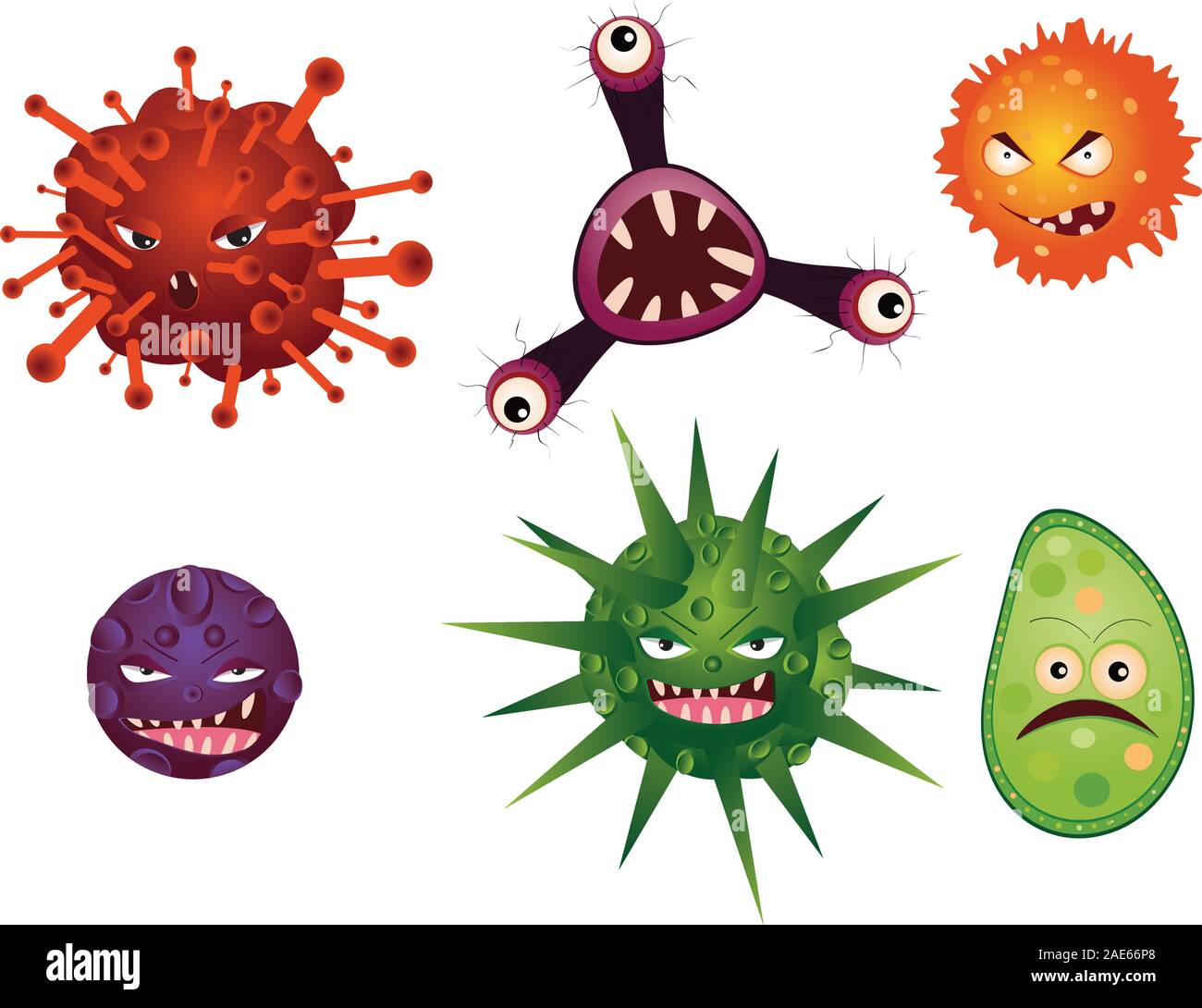 Set of different cartoon microbes and viruses Stock Vector Image & Art ...