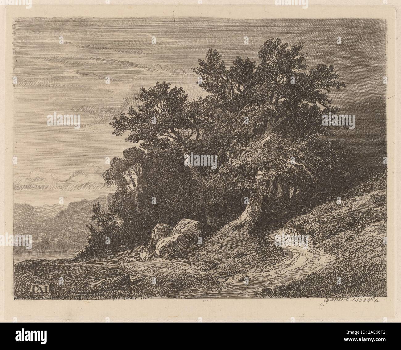 Ancient Trees on a Hillside; 1838date Alexandre Calame, Ancient Trees ...