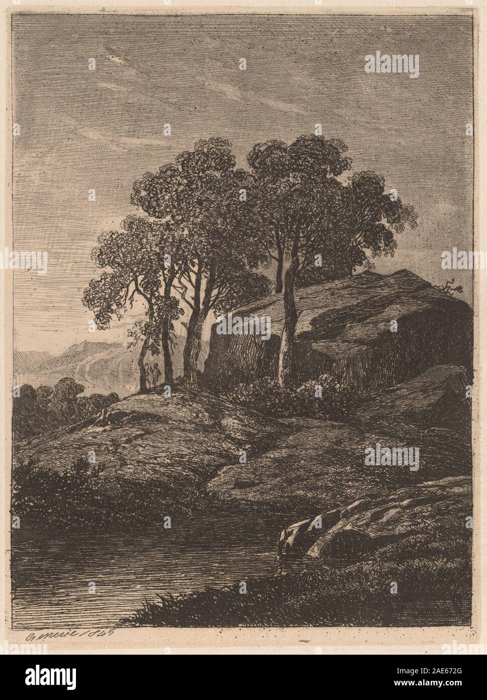 Trees by a Rock; 1845date Alexandre Calame, Trees by a Rock, 1845 Stock ...