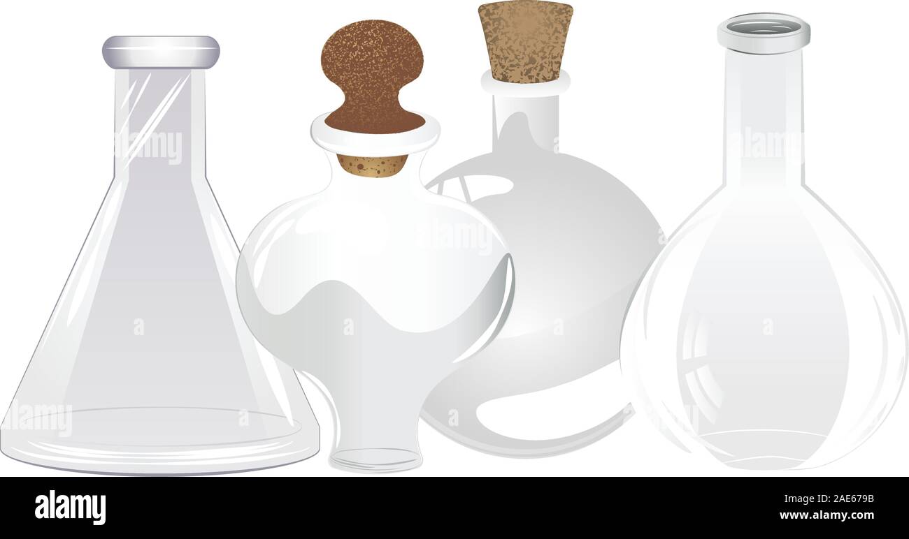 Glass empty bottle, laboratory flask design illustration Stock Vector ...