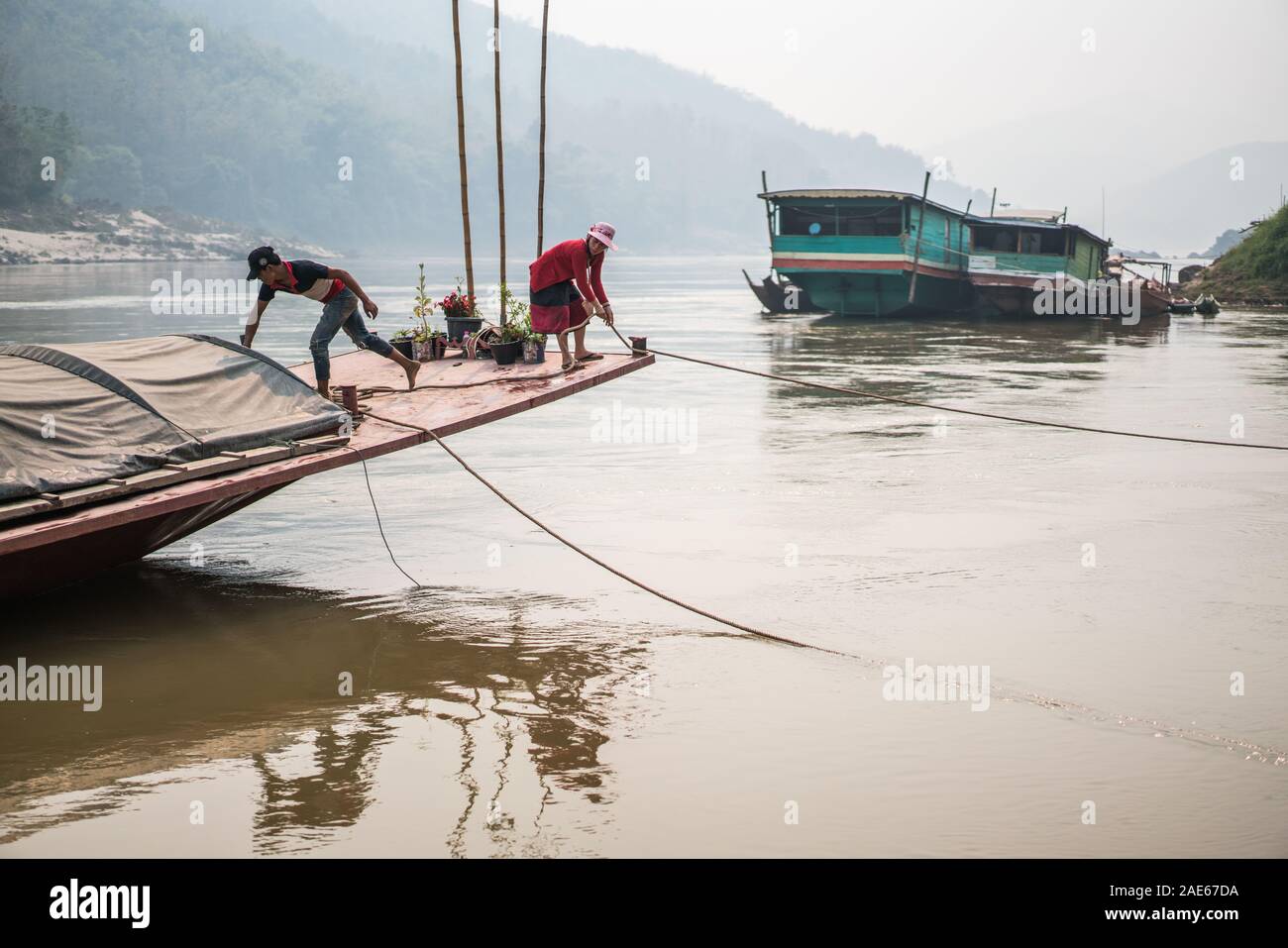 Port in the Pak Beng, Laos, Asia Stock Photo - Alamy