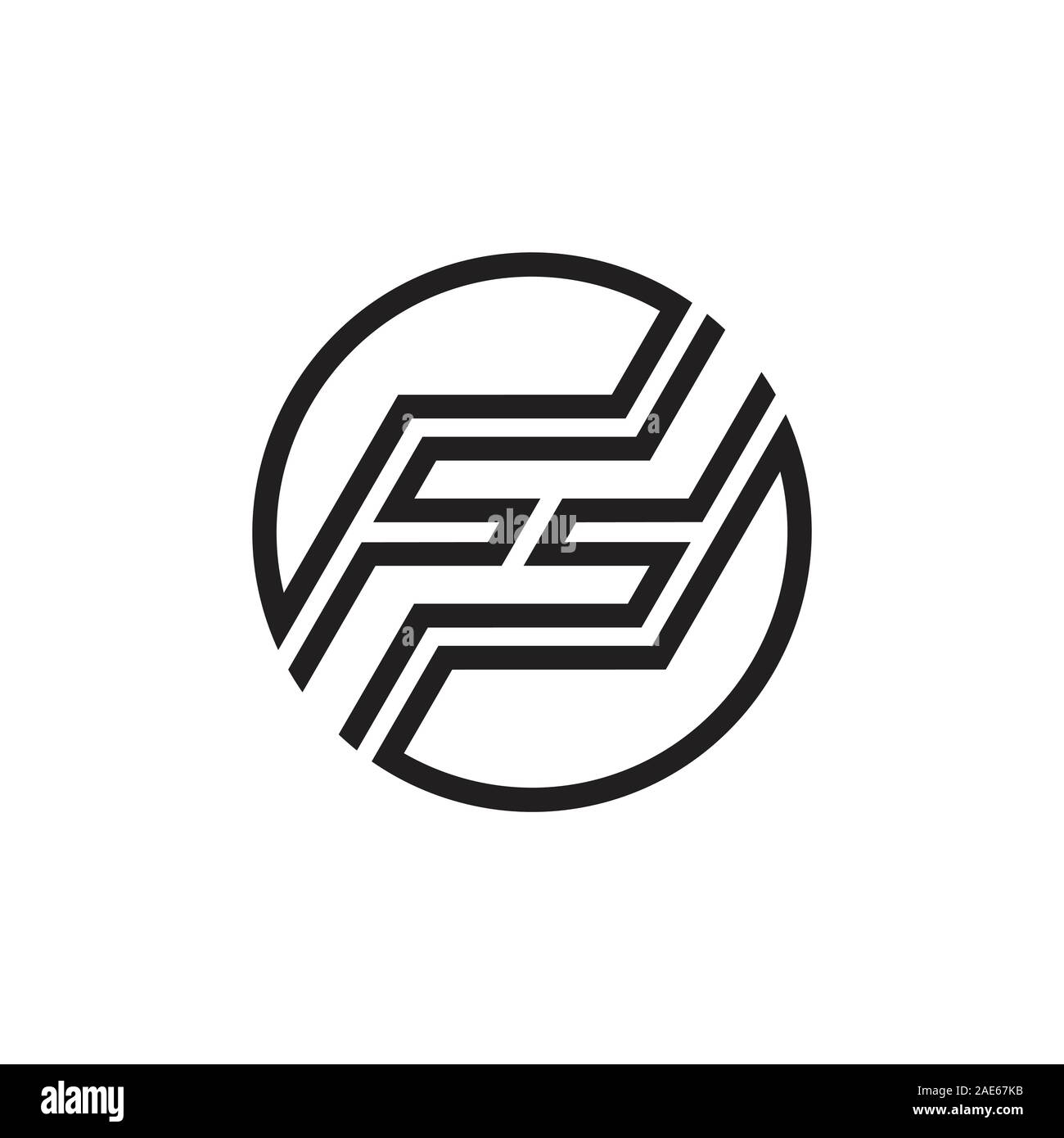 letter ff line circle geometric logo vector Stock Vector Image & Art ...
