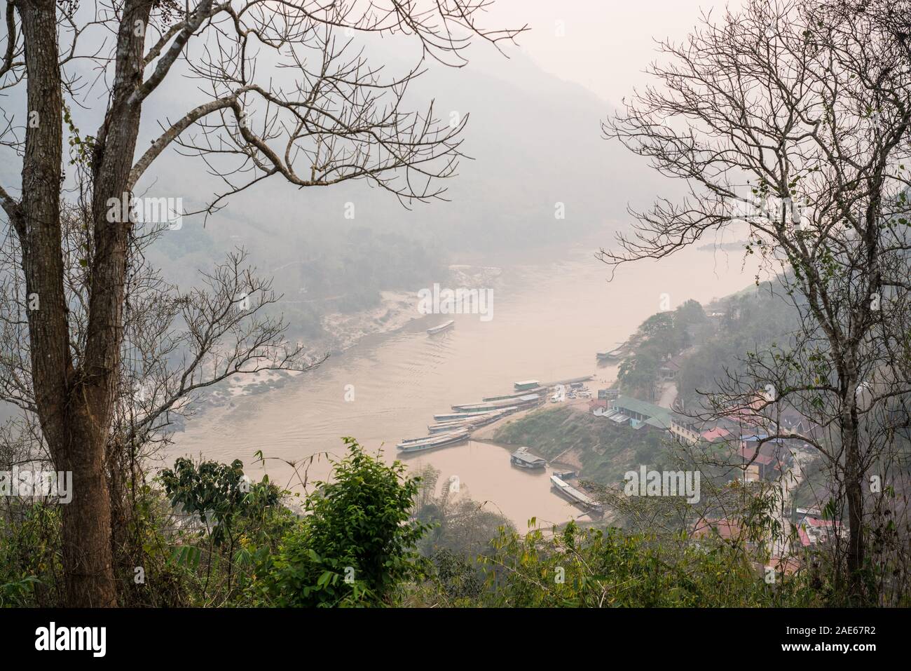 Aerial view of the village Pak Beng, Laos, Asia Stock Photo - Alamy