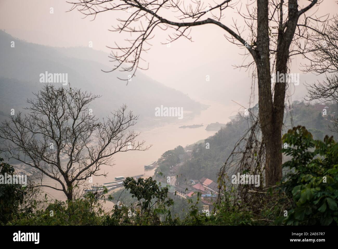 Aerial view of the village Pak Beng, Laos, Asia Stock Photo - Alamy