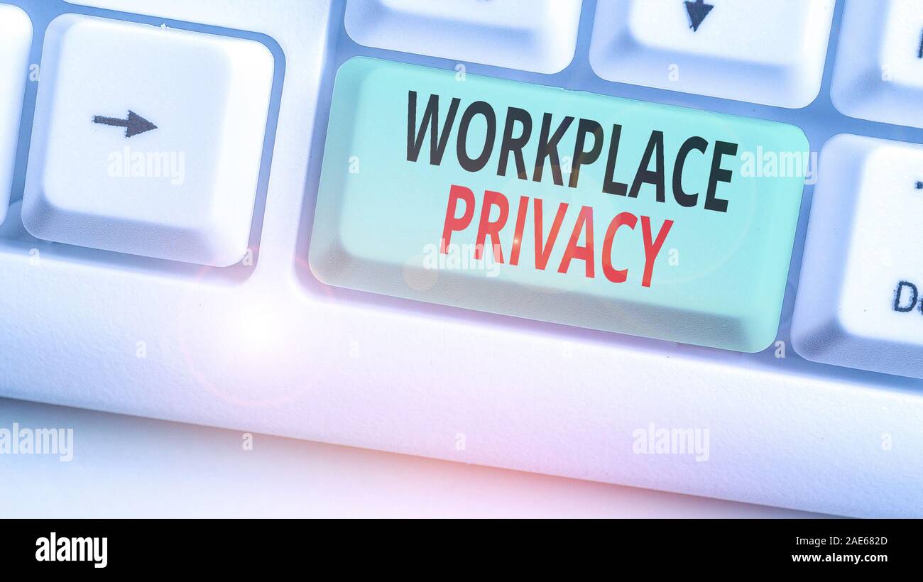 Writing note showing Workplace Privacy. Business concept for protection ...