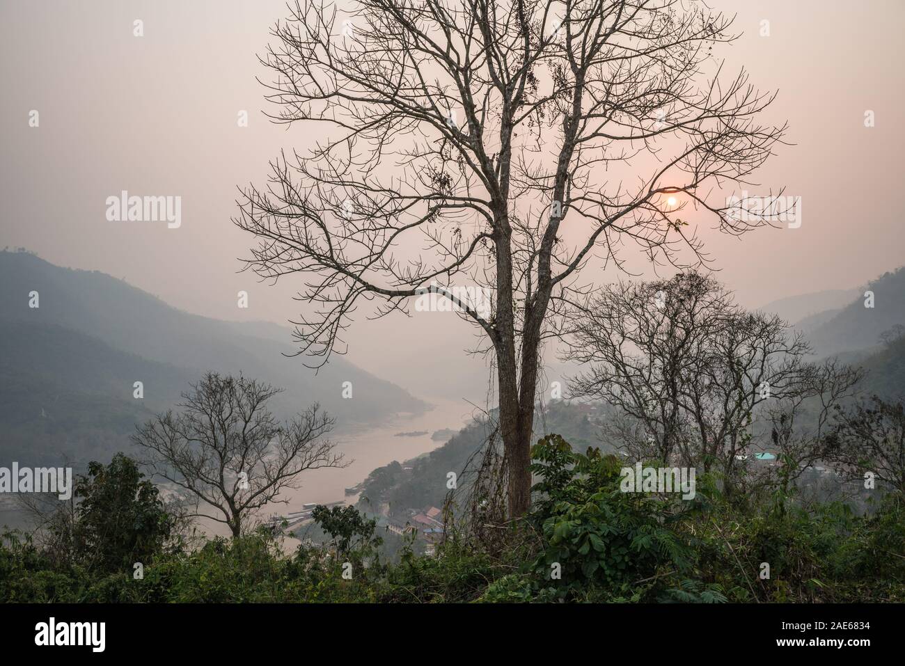 Aerial view of the village Pak Beng, Laos, Asia Stock Photo - Alamy
