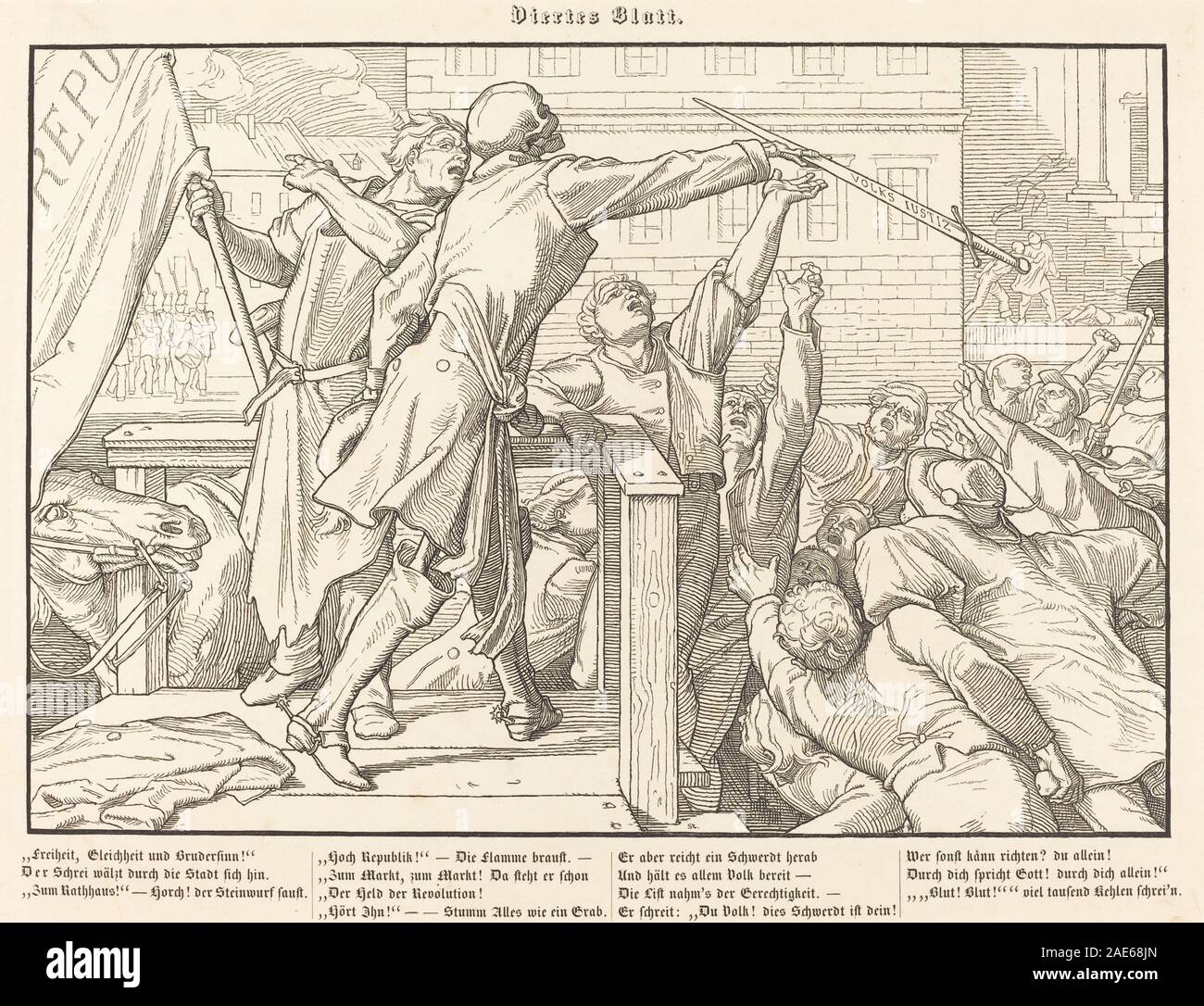 An 1849 print by Alfred Rethel, part of the 'Todtentanz' series ...