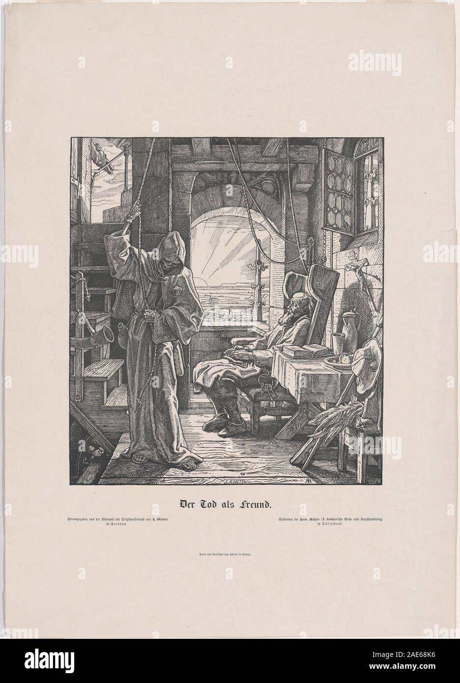 A lithograph by Alfred Rethel, created in 1851, depicting Death as a ...