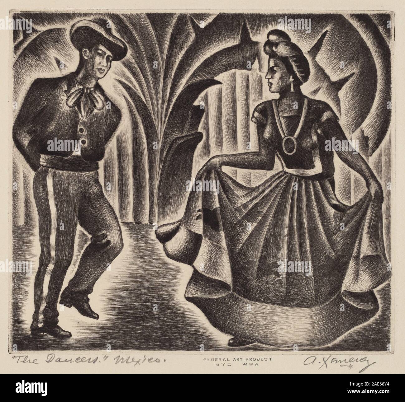 The Dancers; c. 1939 Alfredo Ximenez, The Dancers, c 1939 Stock Photo ...