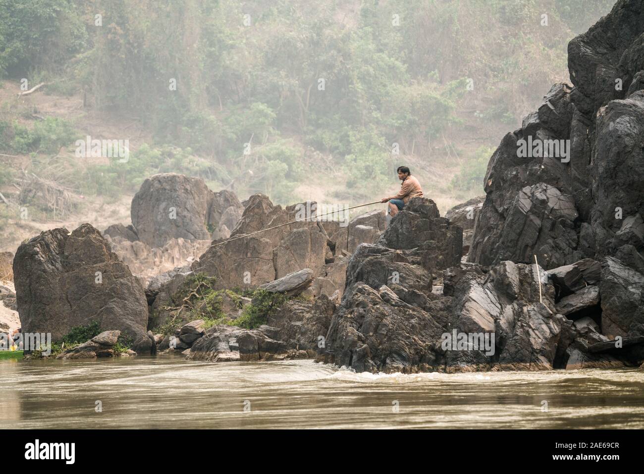 Lanscape along the Mekong river, Laos, Asia Stock Photo - Alamy