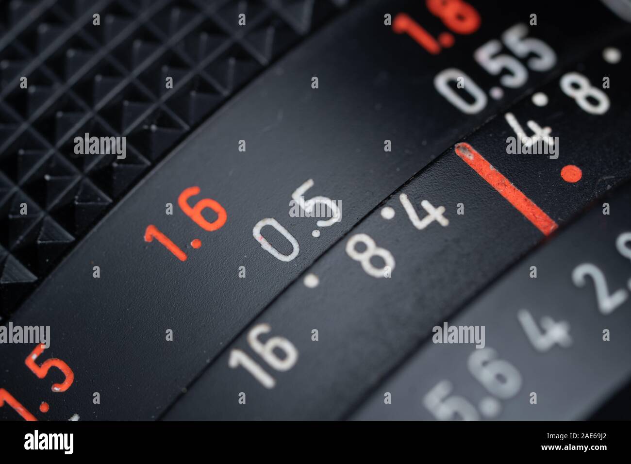 Vintage old film camera lens aperture ring dial Stock Photo - Alamy