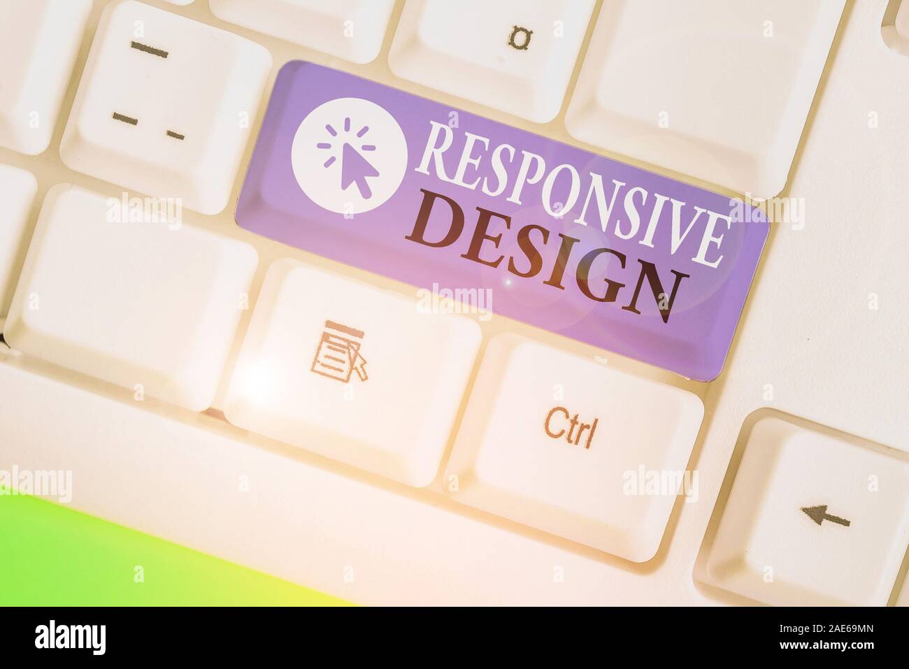 Writing note showing Responsive Design. Business concept for web page creation that makes use of ...