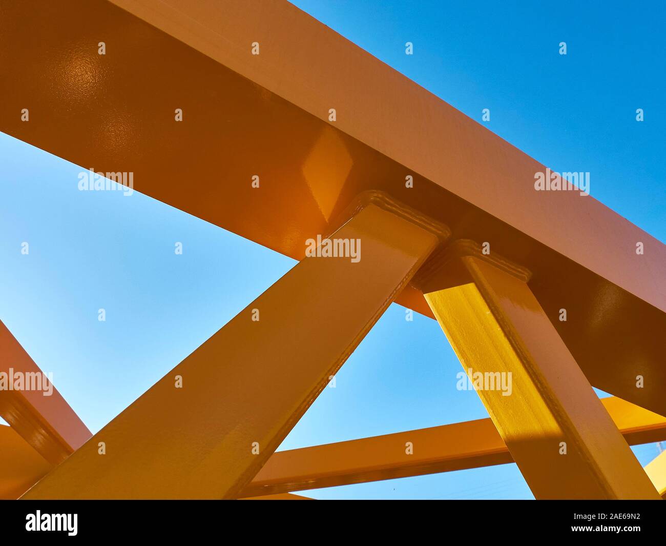 Angular connection of several iron beams. Tower crane parts Stock Photo ...