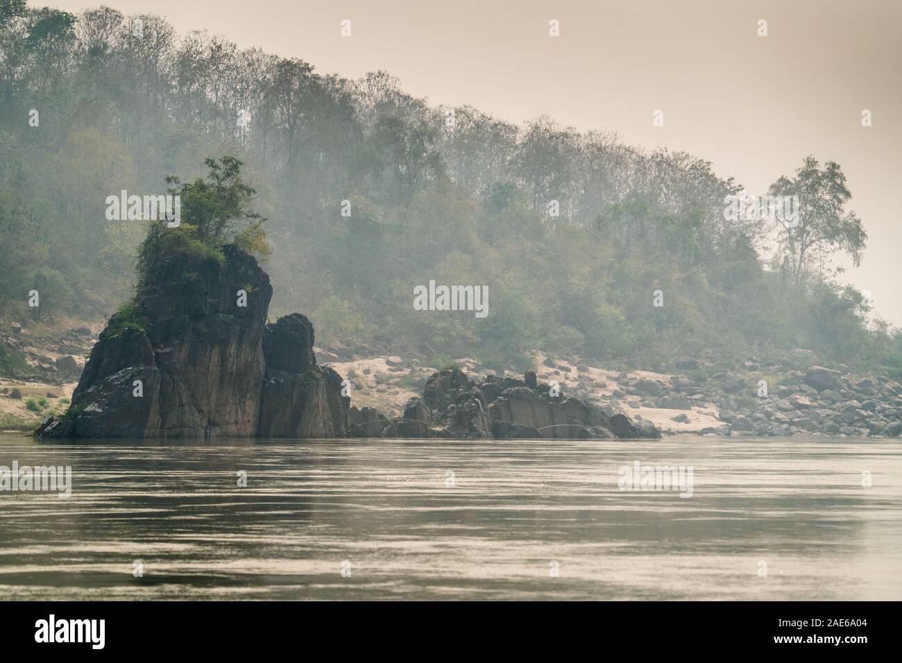 Lanscape along the Mekong river, Laos, Asia Stock Photo - Alamy