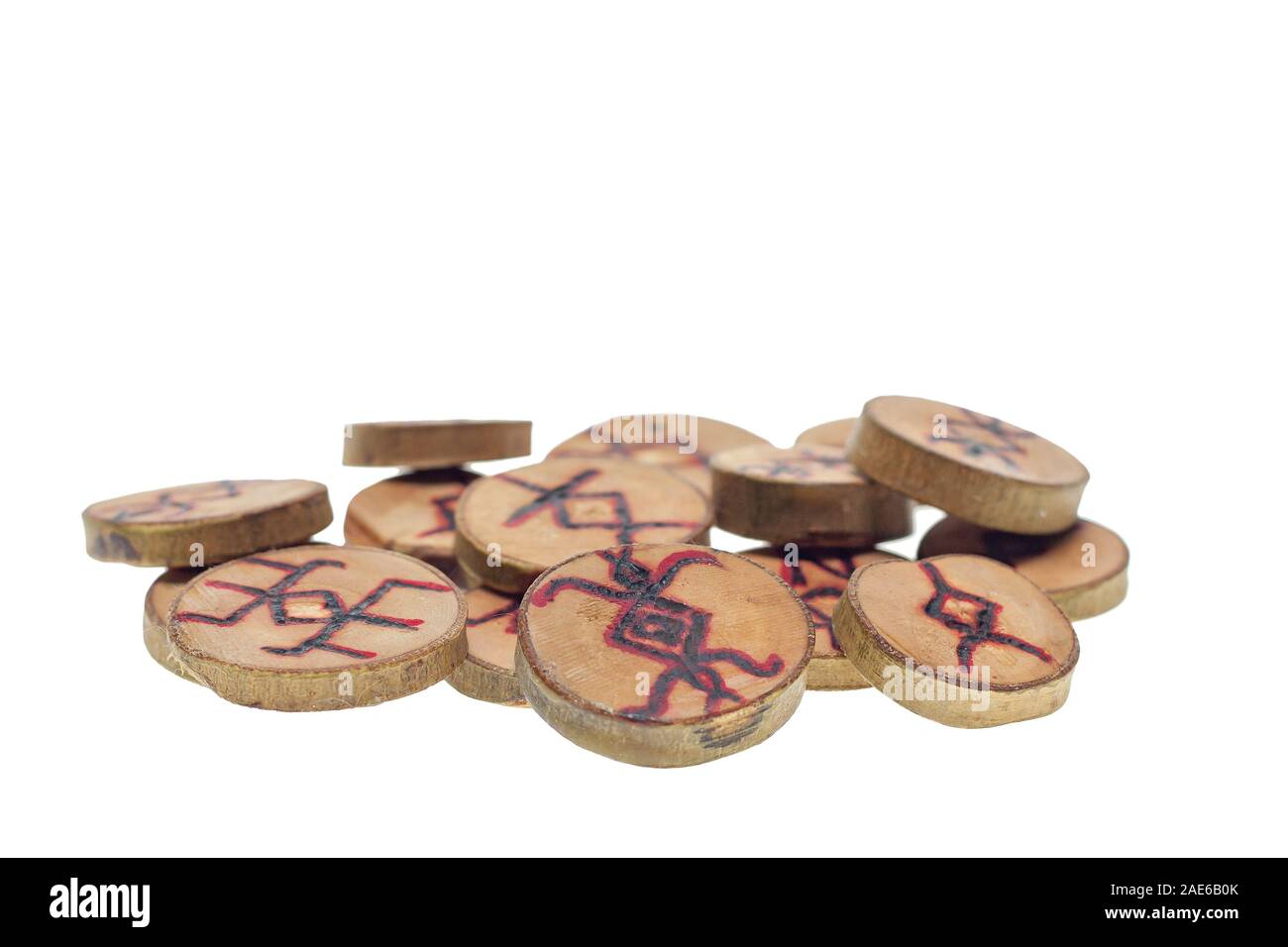 Group of old wooden runes isolated on a white background Stock Photo ...