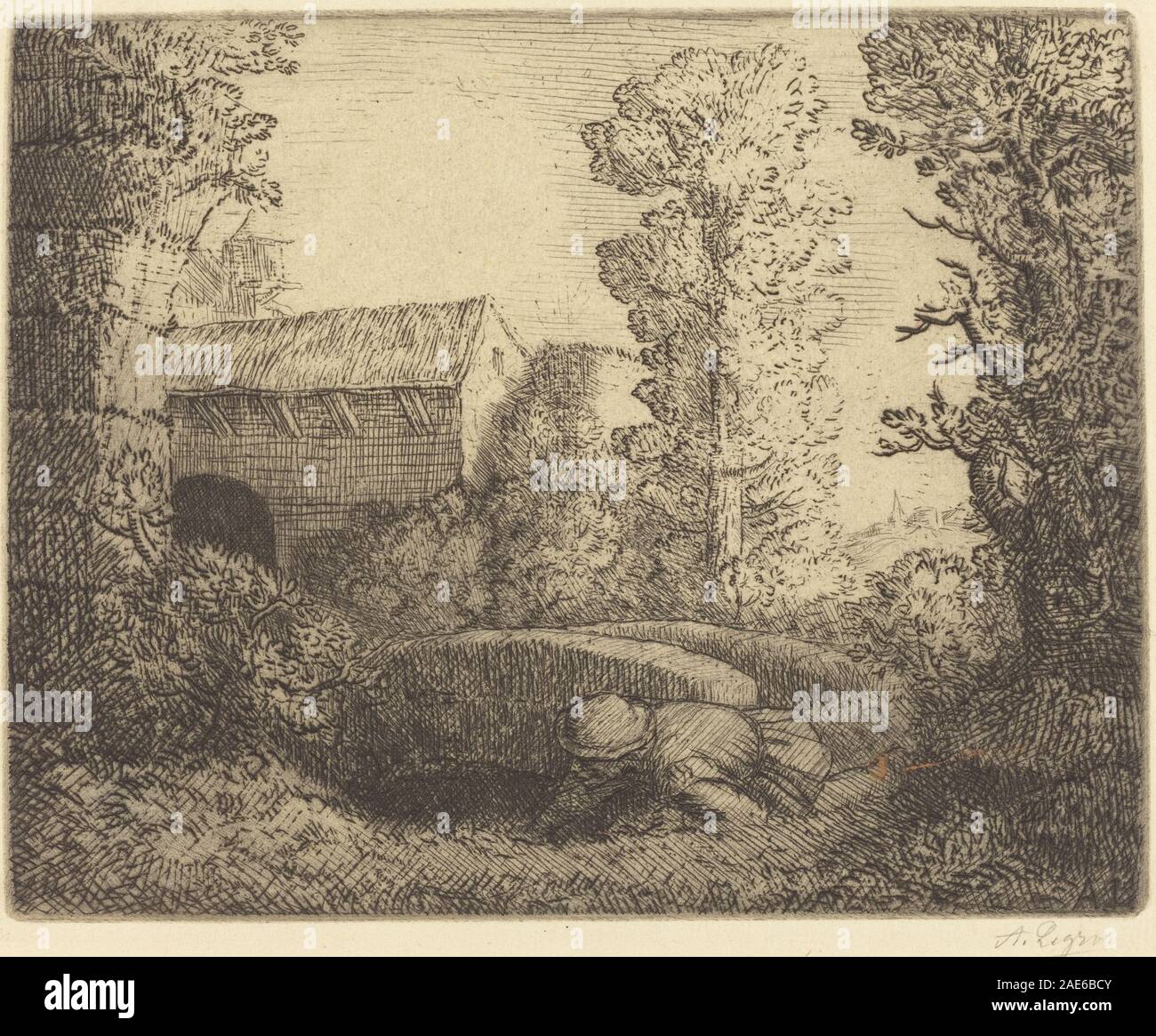 Bridge at the Mill (Le pont du moulin) Alphonse Legros, Bridge at the ...