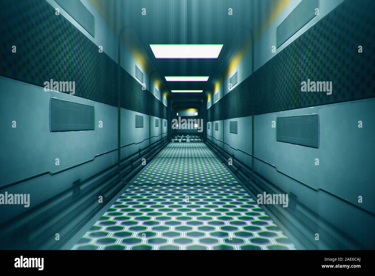 Science Fiction Space Station Corridor 3D Illustration Stock Photo - Alamy