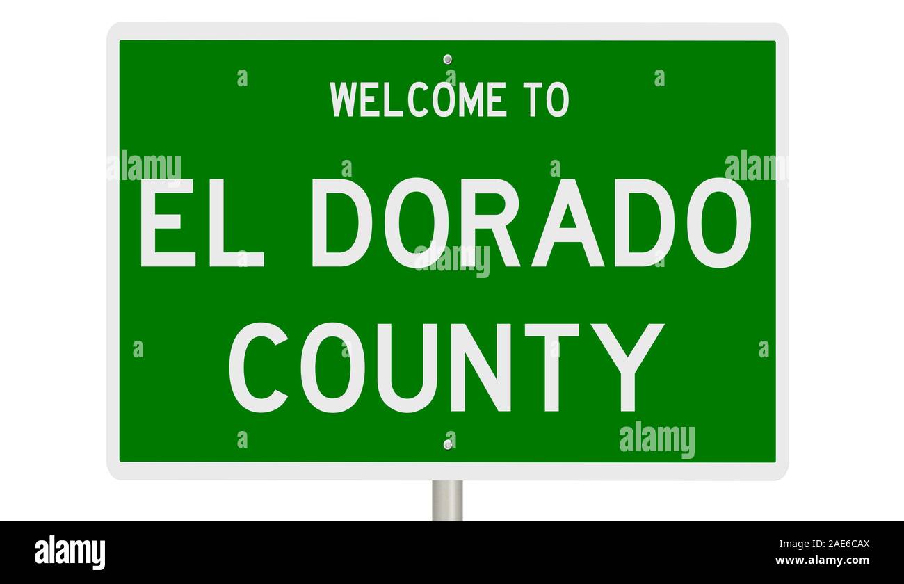 Rendering of a 3d green highway sign for El Dorado County Stock Photo ...