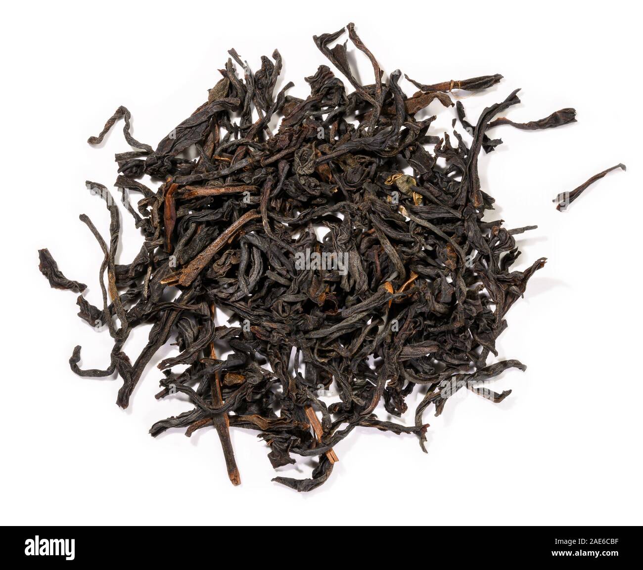 Black tea top view on white background Stock Photo - Alamy