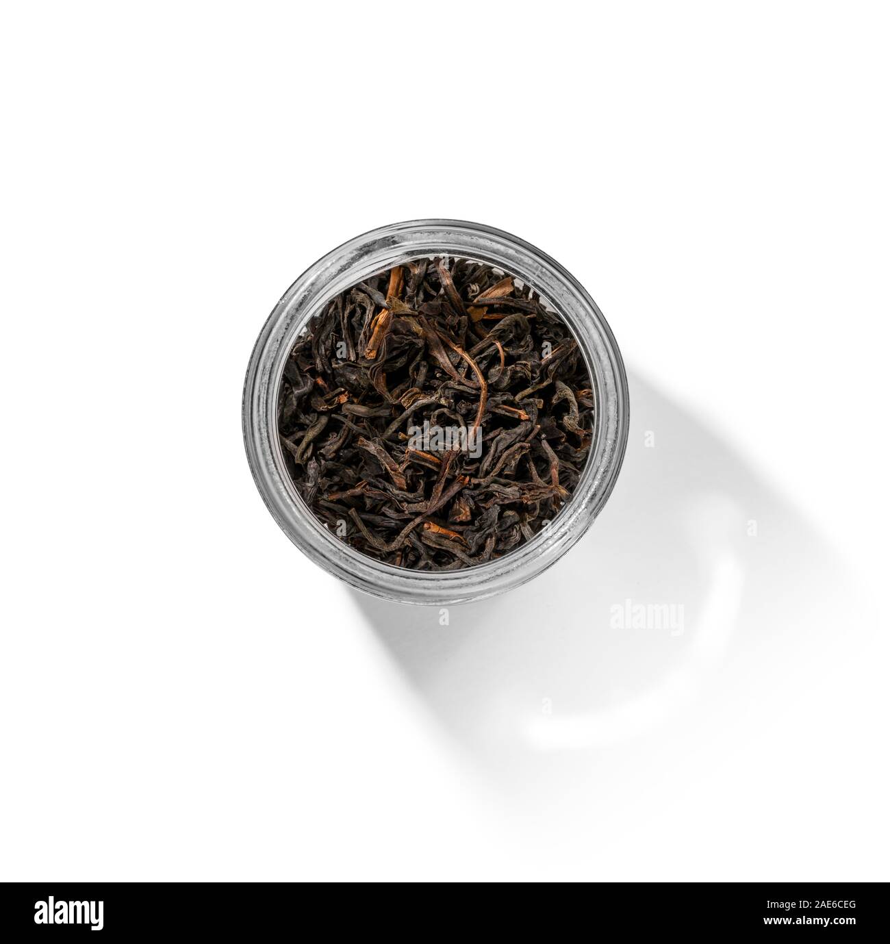 Black tea top view on white background Stock Photo - Alamy