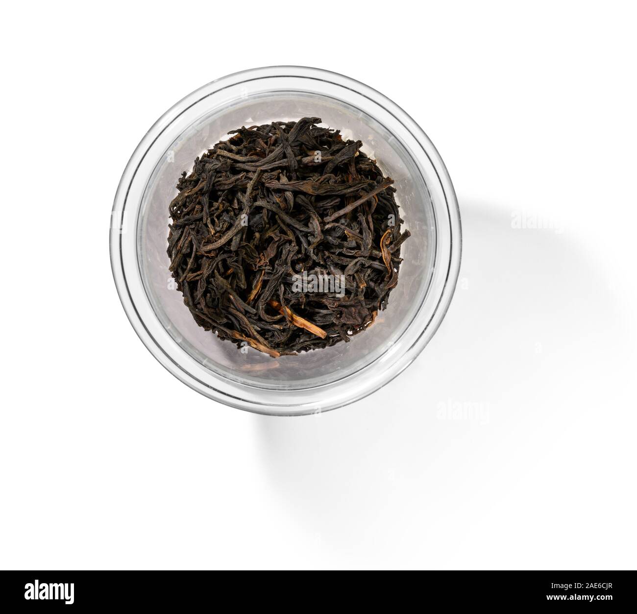 Black tea top view on white background Stock Photo - Alamy