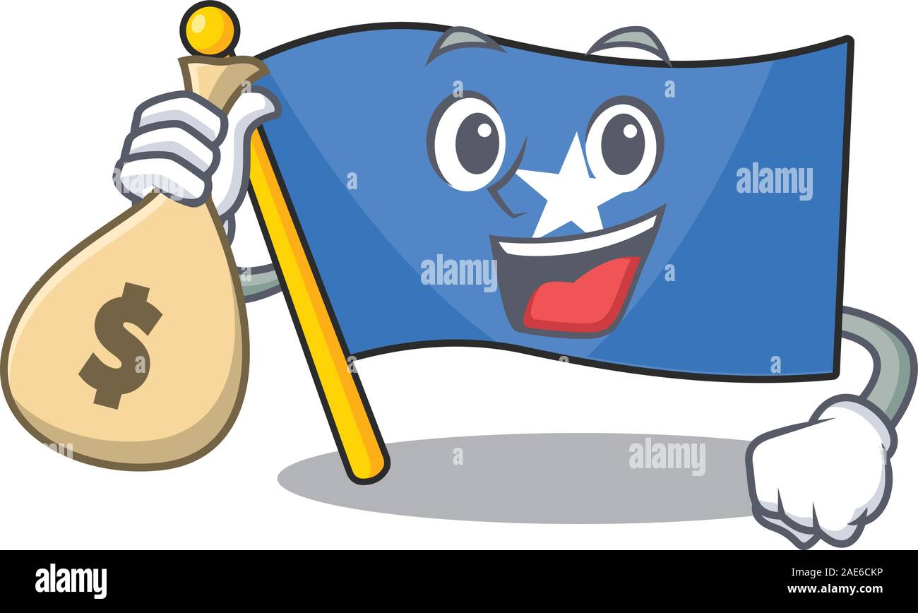 Cute flag somalia cartoon character smiley with money bag Stock Vector ...