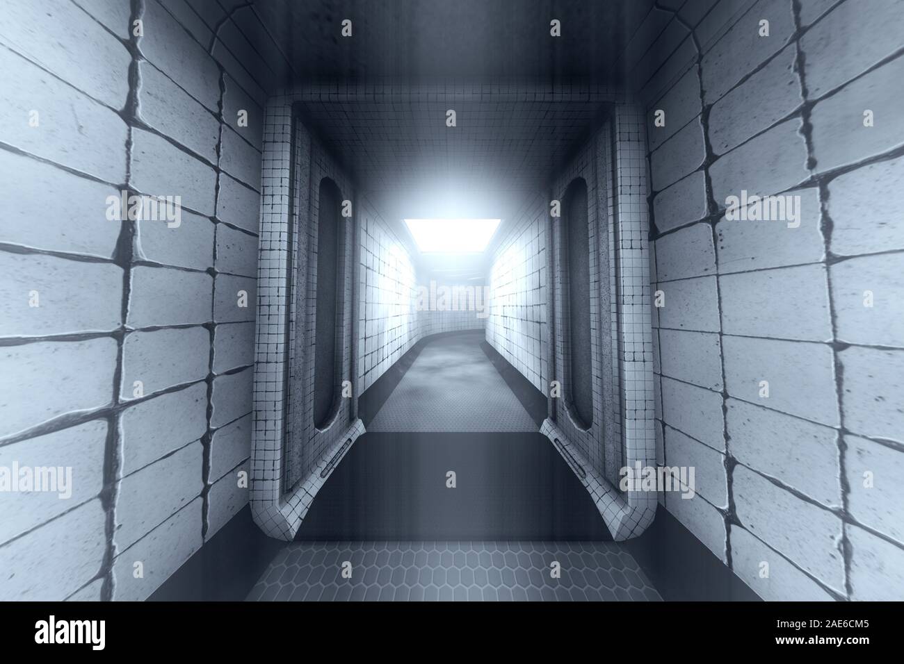 Spooky Haunted Lunatic Hospital Corridor 3D Illustration Stock Photo ...