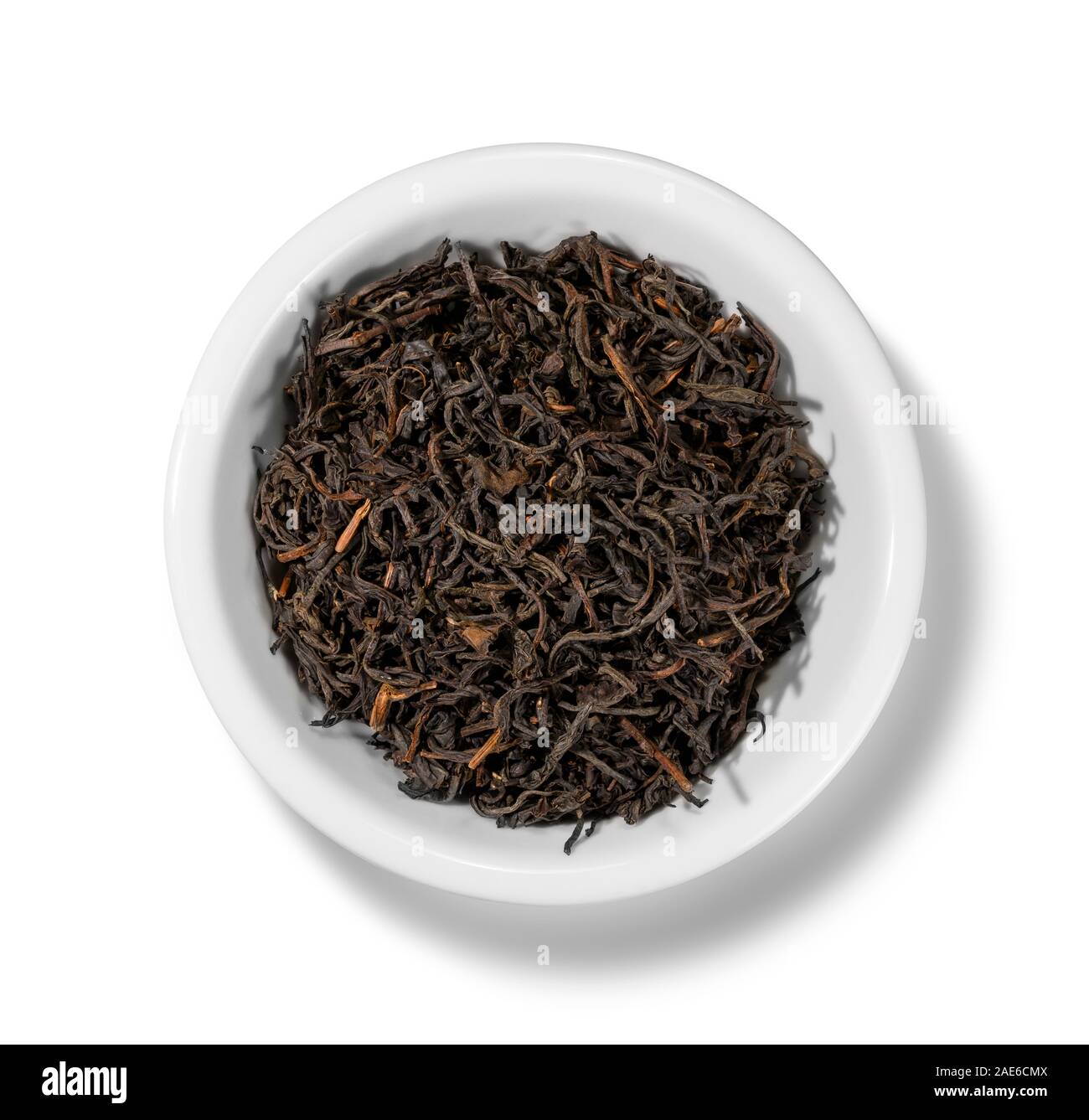 Black tea top view on white background Stock Photo - Alamy
