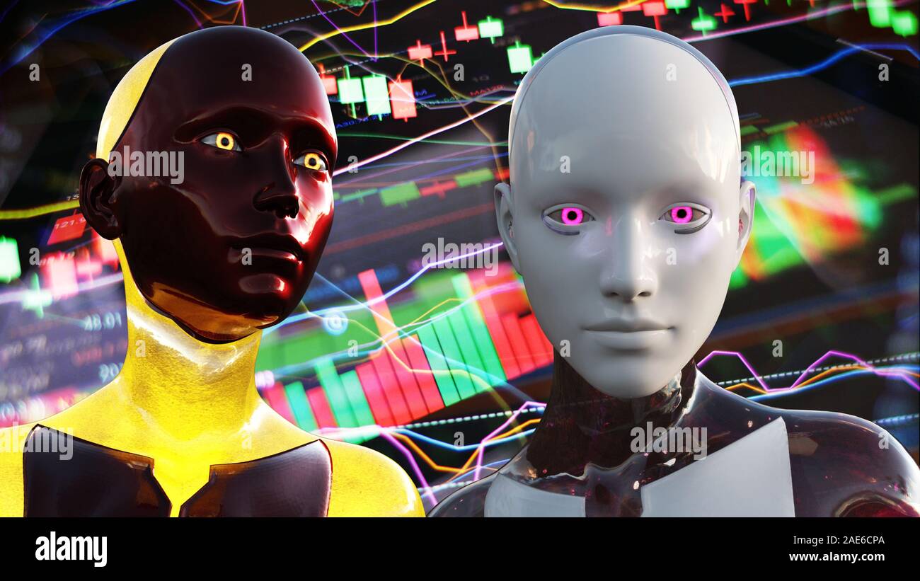 Artificial Intelligence Algorithm Trading Stock Market 3D Illustration ...