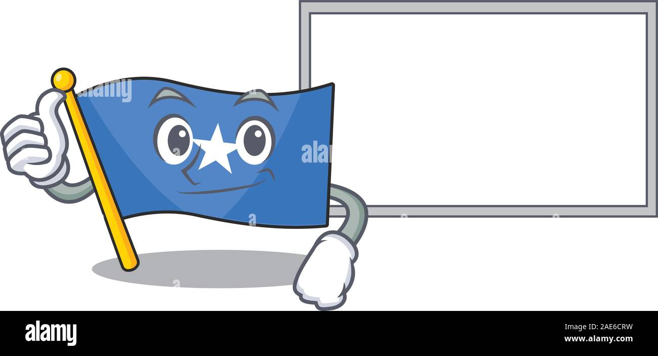 Flag somalia cute cartoon character Thumbs up with board Stock Vector ...